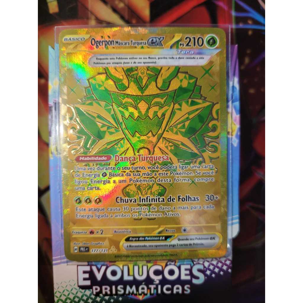 Carta Pokemon Ogerpon, Máscara Turquesa ex (177/131) Dourado. original ...