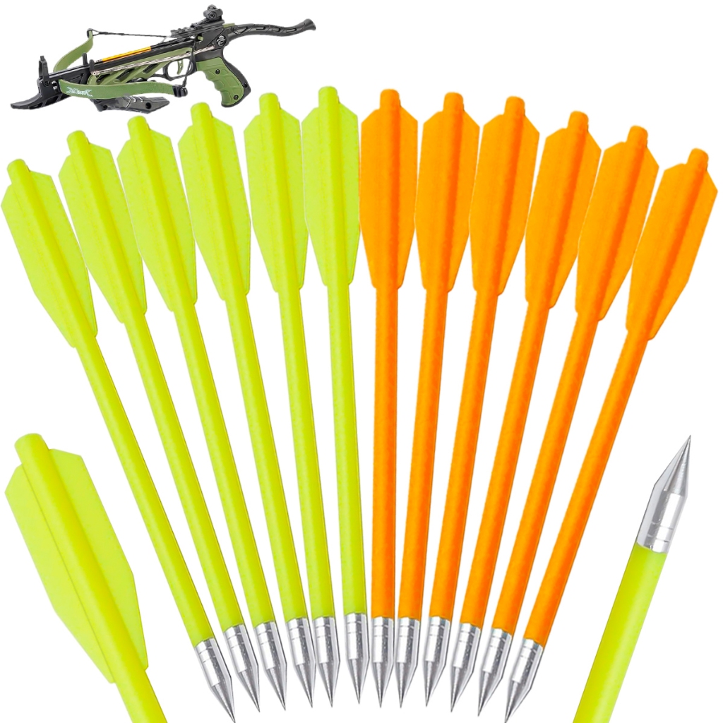 12 Flechas Setas Nylon S65-YO Besta Mini Balestras 50 80 Libras Dardos ...