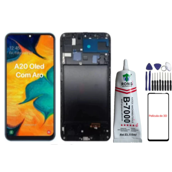 Tela Frontal Display Touch Compatível Galaxy A20 A205 Incell&Oled Amoled Lcd Sem Aro / Com Aro A ...