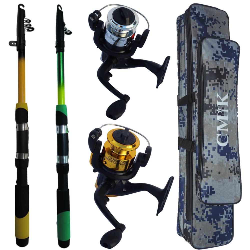 Kit Para Pesca em oferta com 2 Varas e 2 molinetes e uma Bolsa de 70cm ...