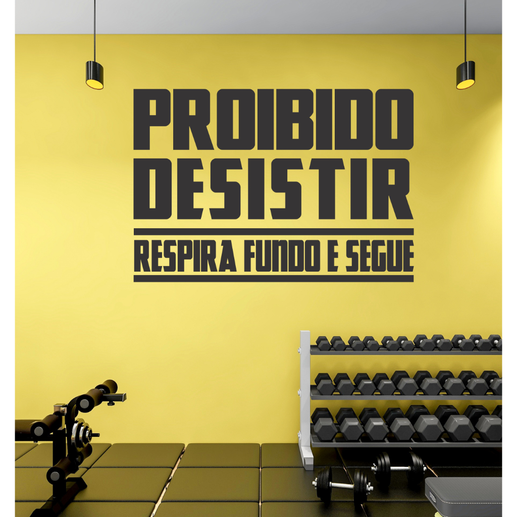 Adesivo de Parede Academia Motivacional Proibido Desistir | Shopee Brasil