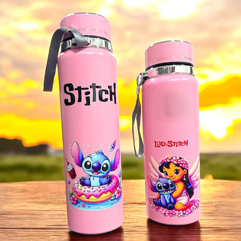 Garrafa Térmica Stitch Inox 800 ml com Visor Termico Alça Garrafinha ...