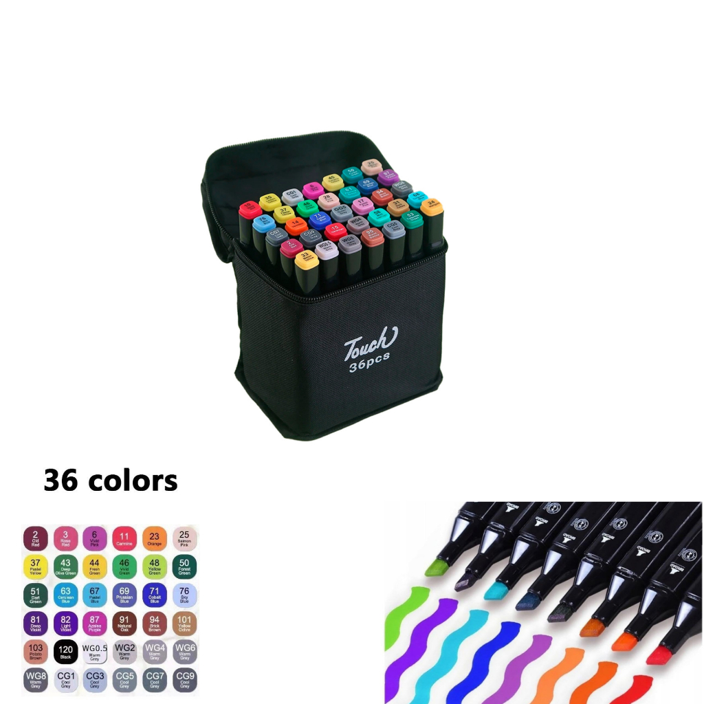 Kit 36 Caneta Marcador Colorir Cores Touch Permanente Ponta Dupla ...