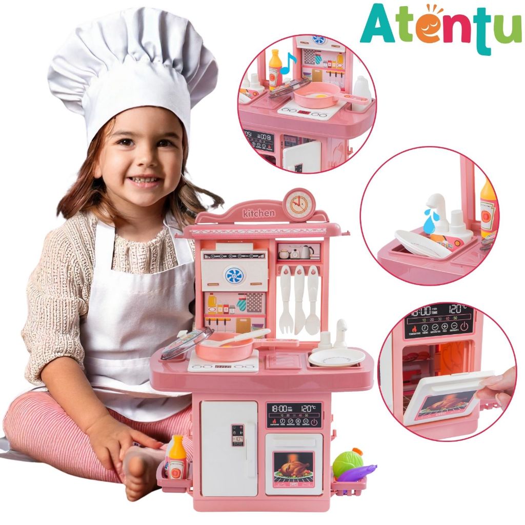 Kit Cozinha de Brinquedo Infantil Solta Água e Som 25 peças Forno Pia ...