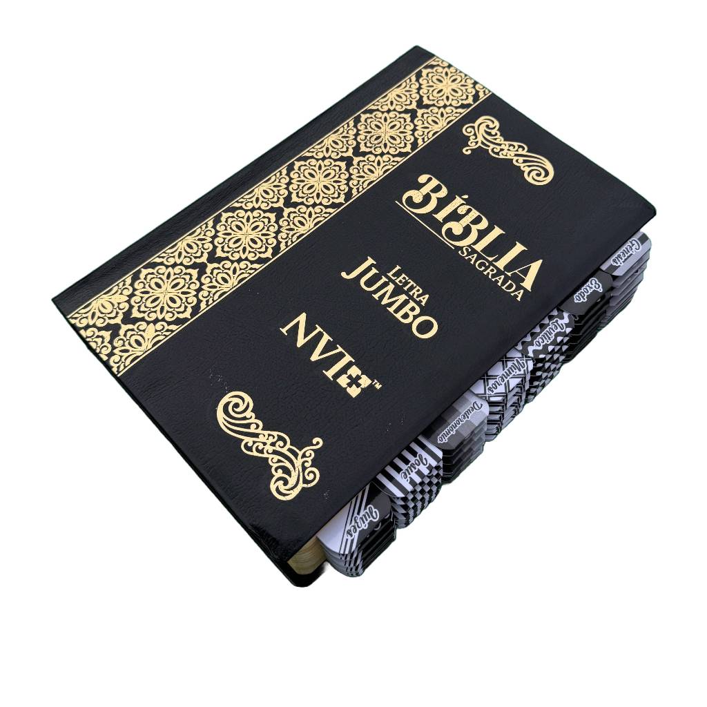 Bíblia Letra Jumbo Extras Grandes Nvi Preta Capa Luxo Com abas ...