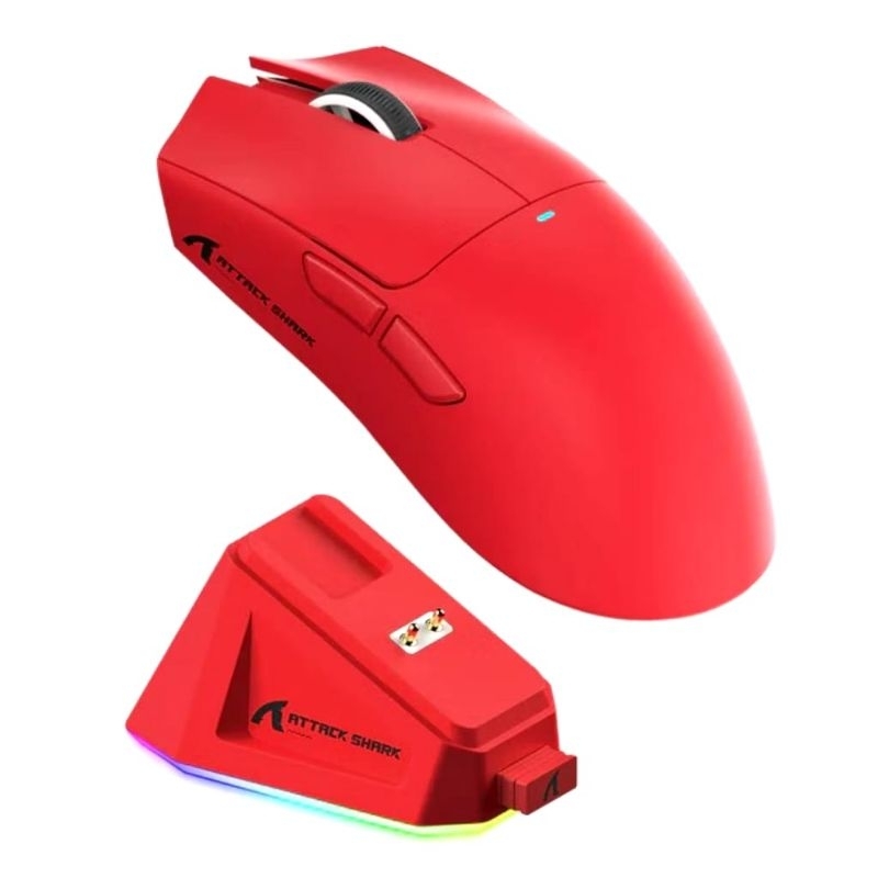 Mouse Gamer Attack Shark X11 Vermelho 22000DPI RGB Tri Mode | Shopee Brasil