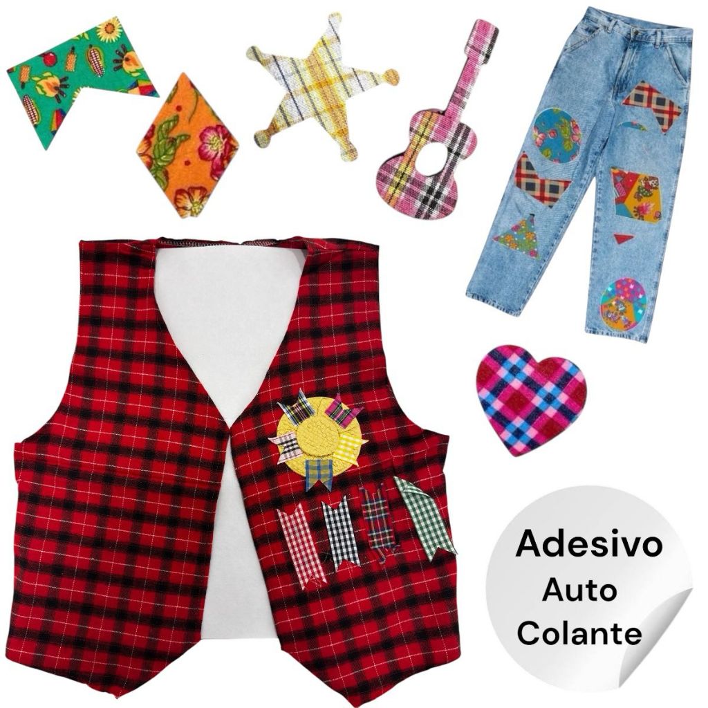 Adesivo Para Roupa Festa Junina Retalho Remendo Tecido Auto Colante ...