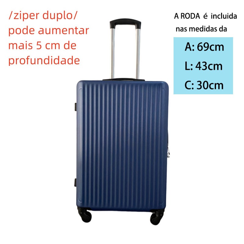 Mala De Viagem 23kg Zíper Duplo Expandir 5cm ABS Mala Viagem Expansível ...