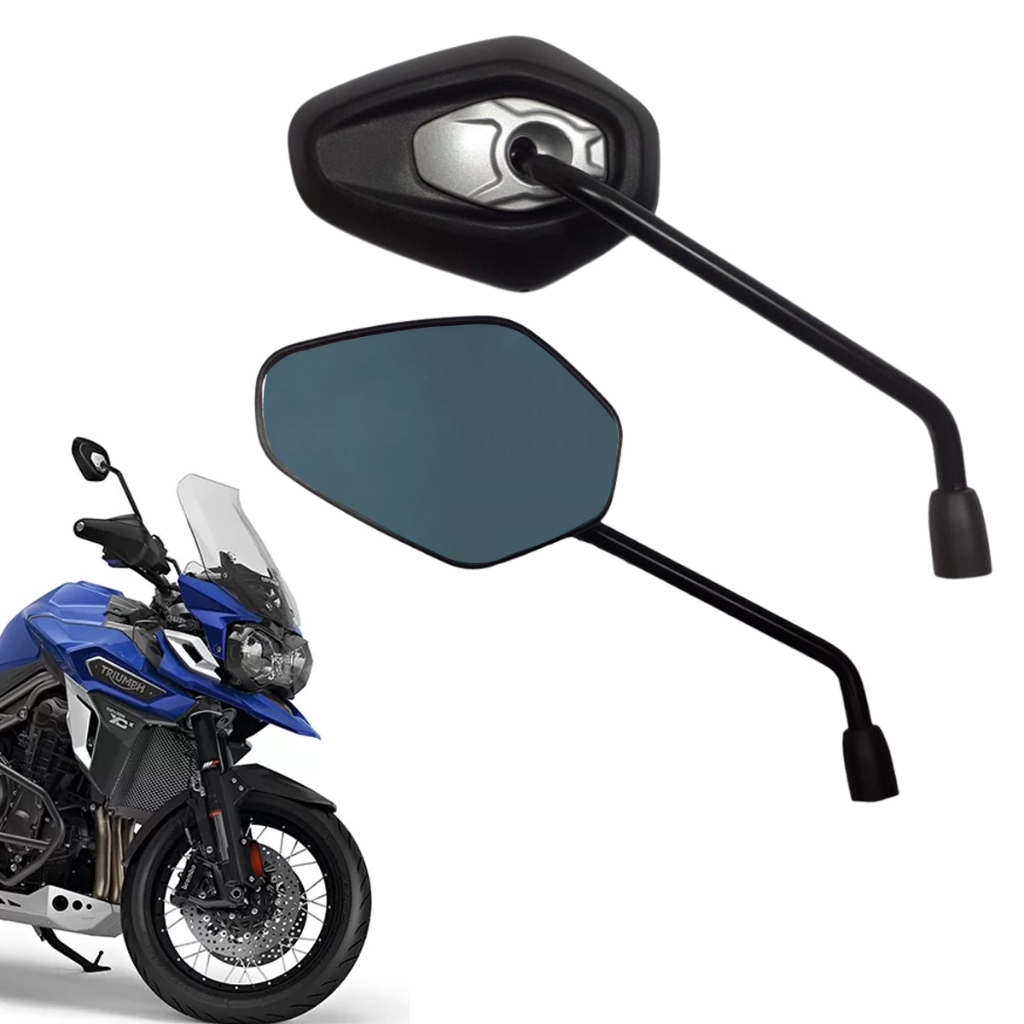 Par Retrovisor Tiger 1200 Triumph Haste Longa Fixo Lente Convexa Azul ...