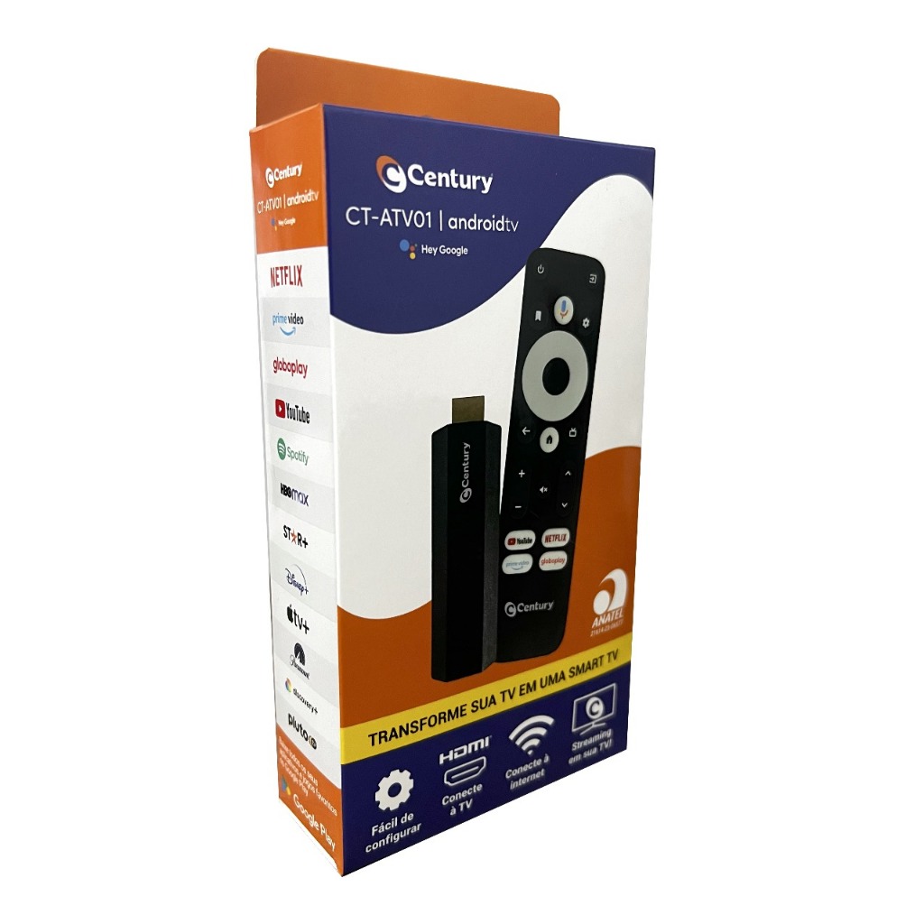 Receptor Century Smart TV Android Stick Full HD 8GB Comando De Voz ...