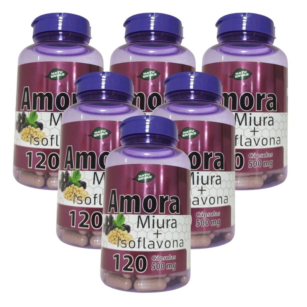 kit 6 amora miura com isoflav 100% natural 120 cps de 500 mg | Shopee ...