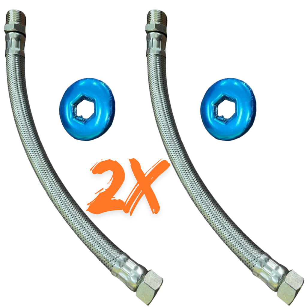 KIT 2 Engate Flexivel Rabicho Inox Macho X Fêmea Alta Vazão Aquecedor ...