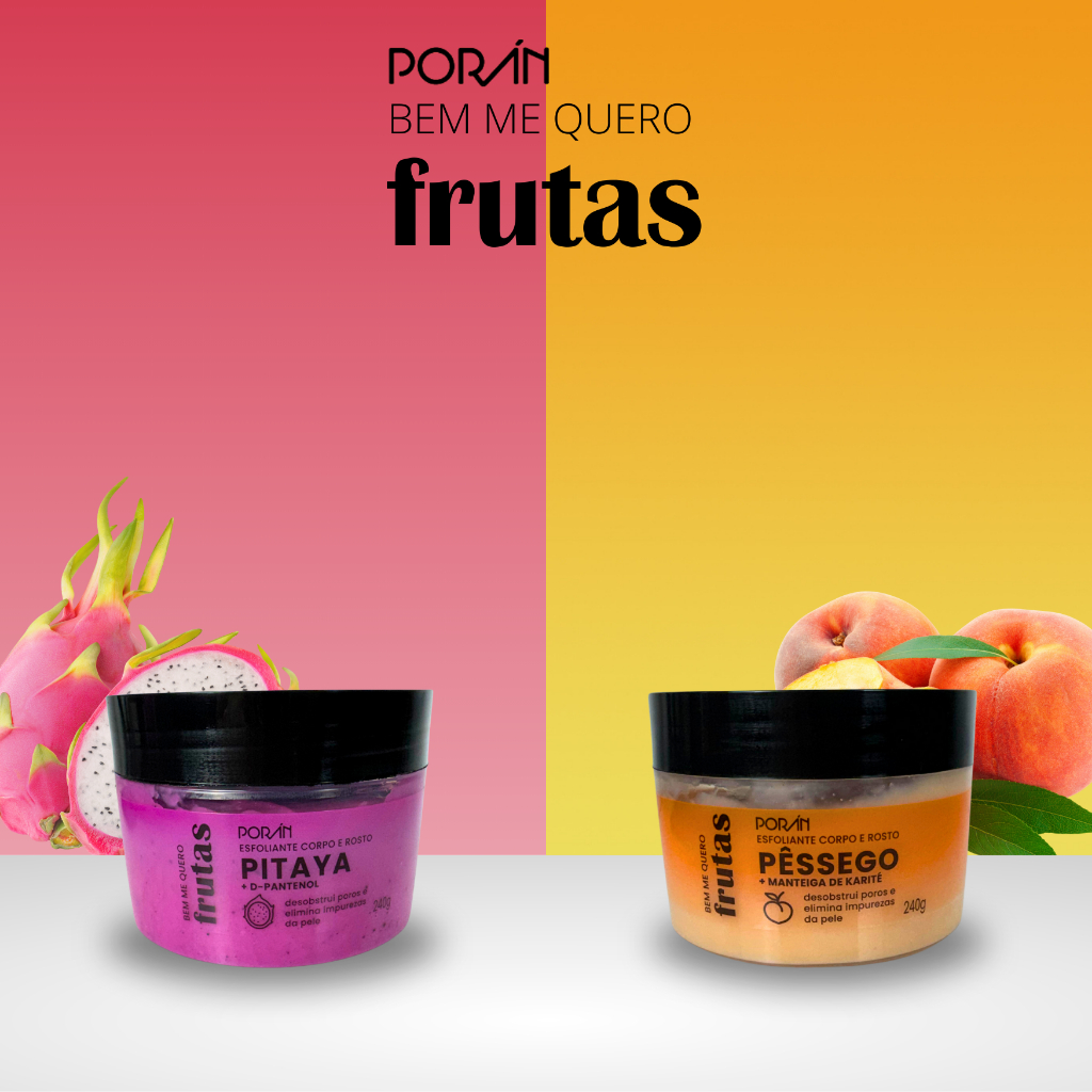 Esfoliante Corpo e Rosto Porán Frutas 240g Melancia, Morango, Manga Rosa e Pitaya | Shopee Brasil