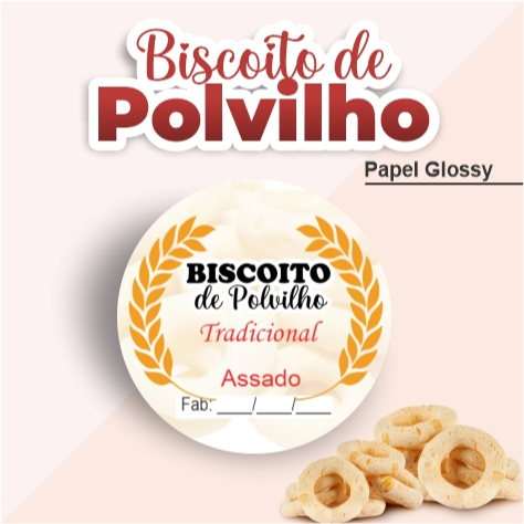 Rotulo Personalizado para Biscoito de Polvilho Adesivo Glossy 100und ...