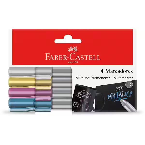 Marcador Permanente Multimarker Metálico 04 Cores - Faber-Castell ...