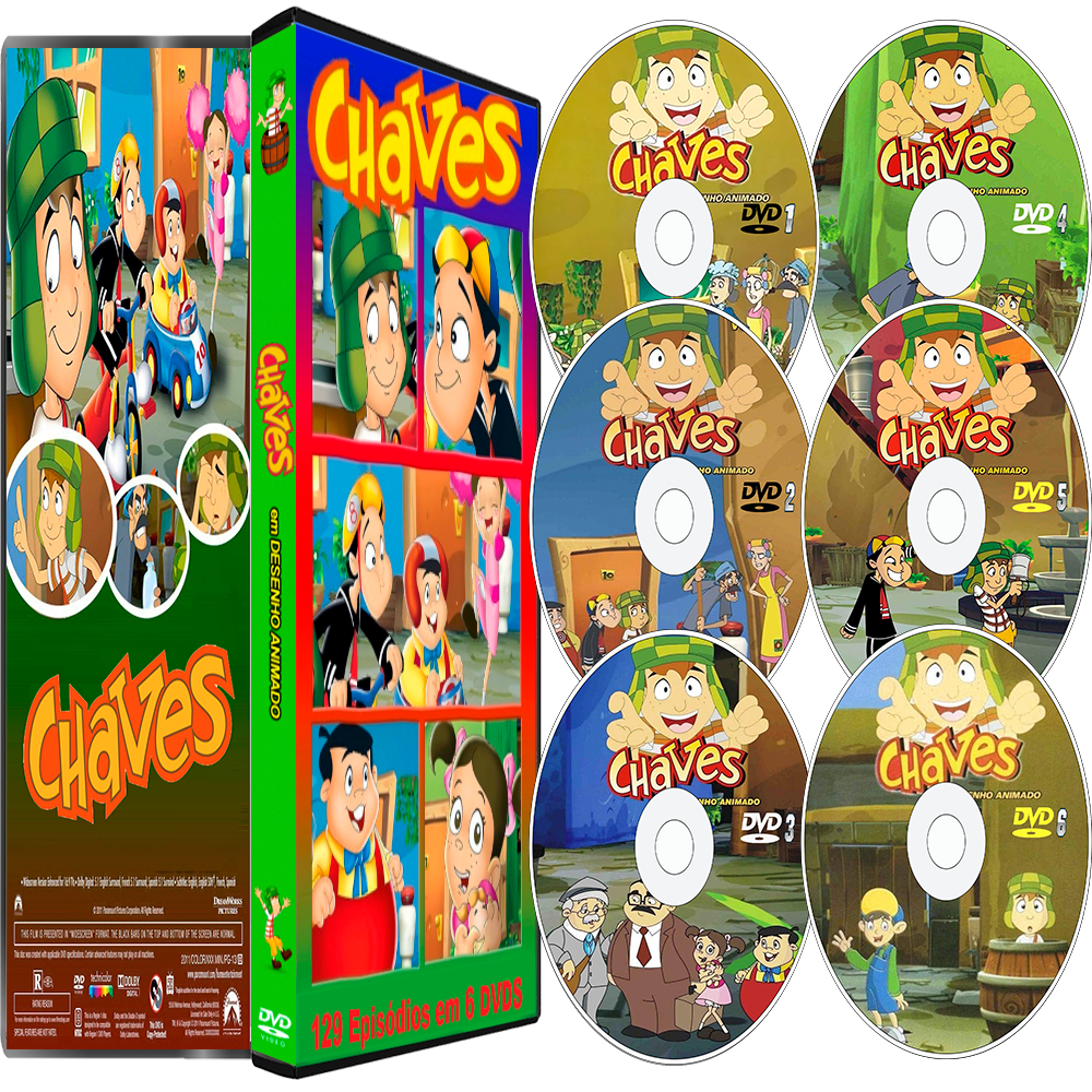 Chaves em Desenho Dublado 129 epísodios em 6 DVDs | Shopee Brasil
