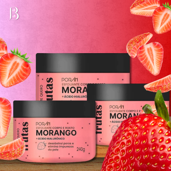 Kit c/3 - Esfoliante Pote Morango Porán | Shopee Brasil