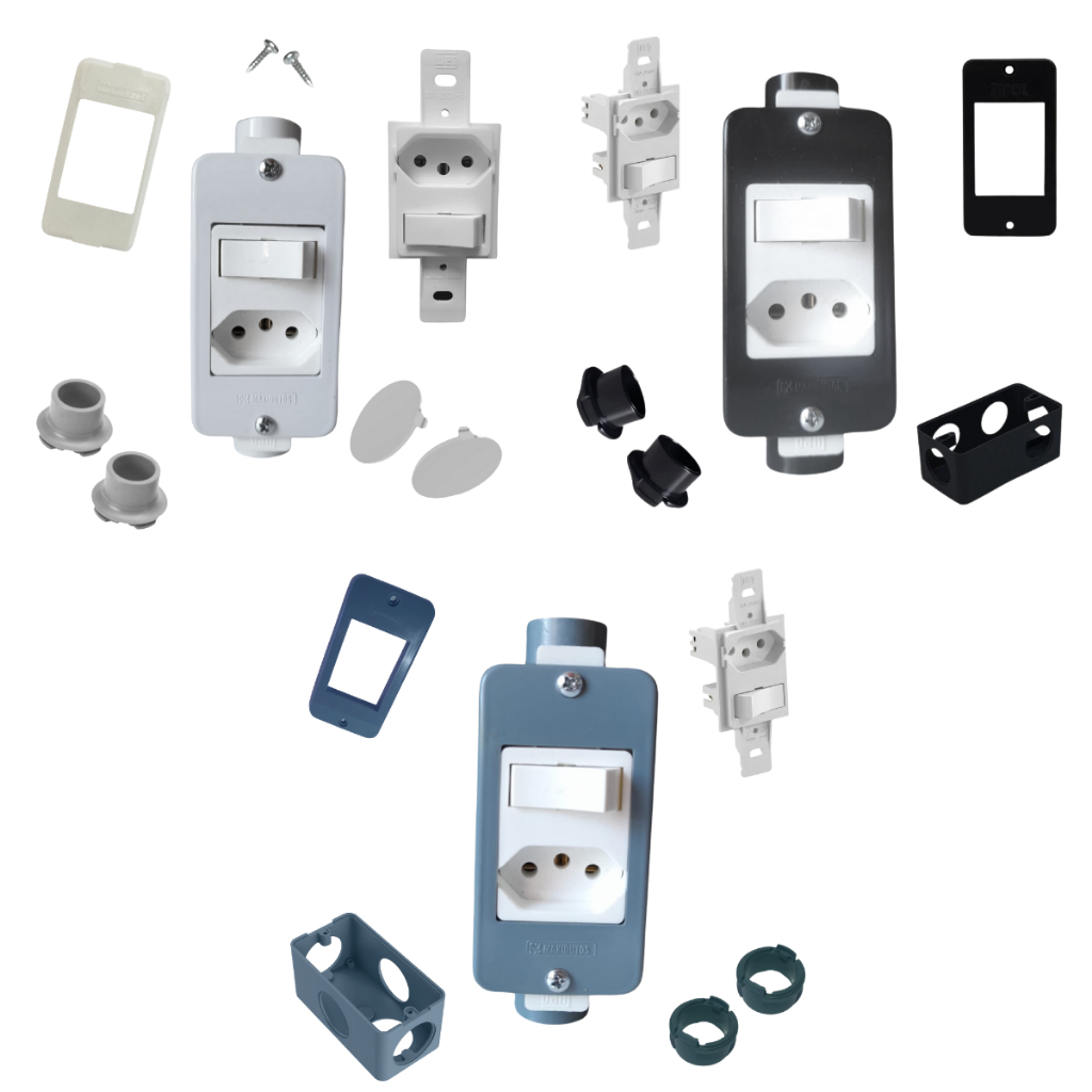 Kit Interruptor C/ Tomada Flex 10/20a C/ Condulete PVC Reforçado ...