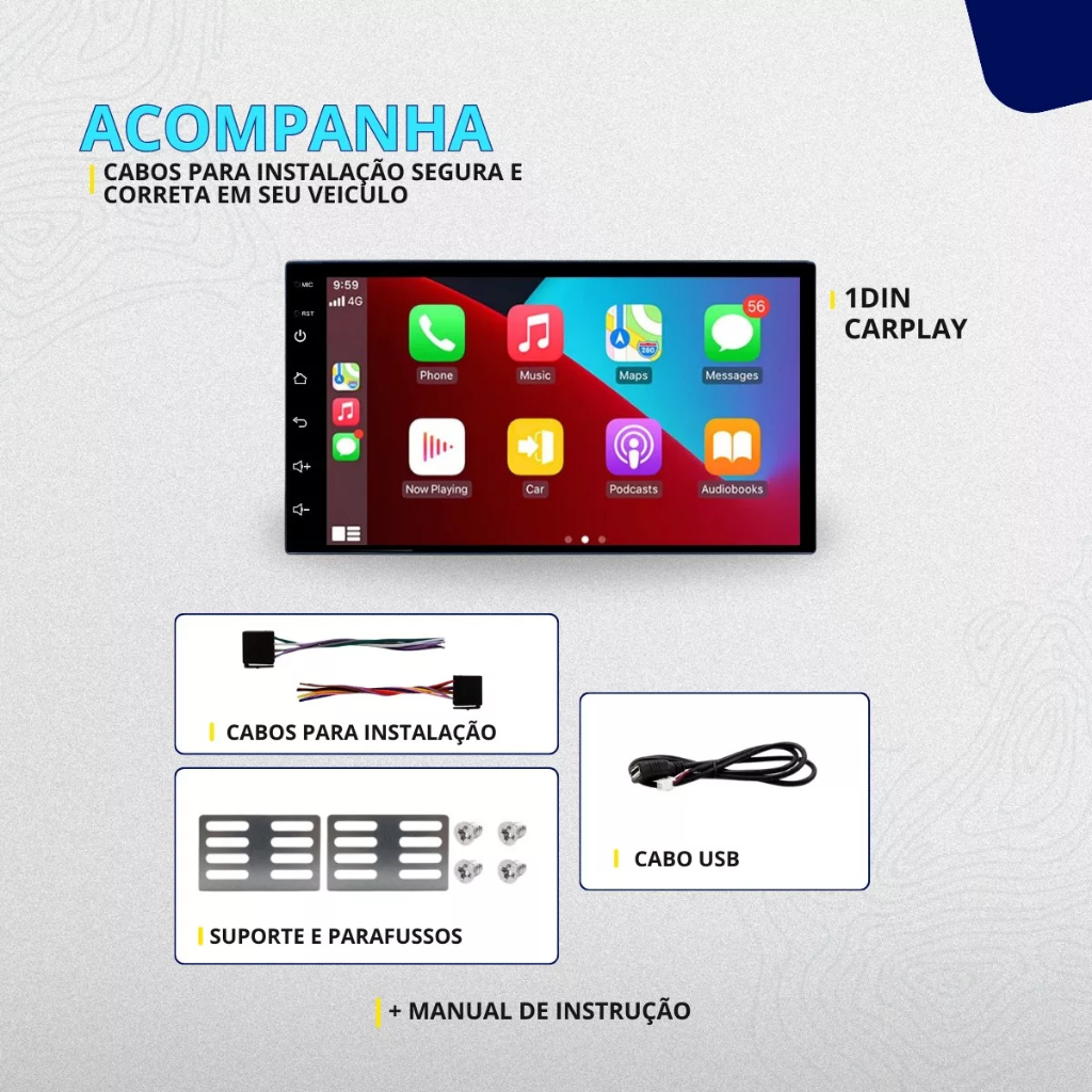 MP10 Player automotivo KP-RA935 Multimidia Auto Regulável Carplay Android | Shopee Brasil