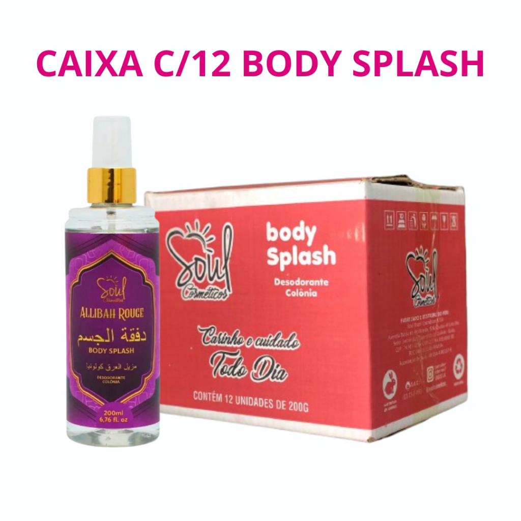 Caixa com 12 Body Splash Feminino/Masculino 200ml - Soul Cosméticos ...