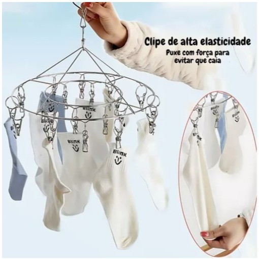 Varal De Inox 20 ou 28 Clips redondo bem leve Prendedores Pratico E ...