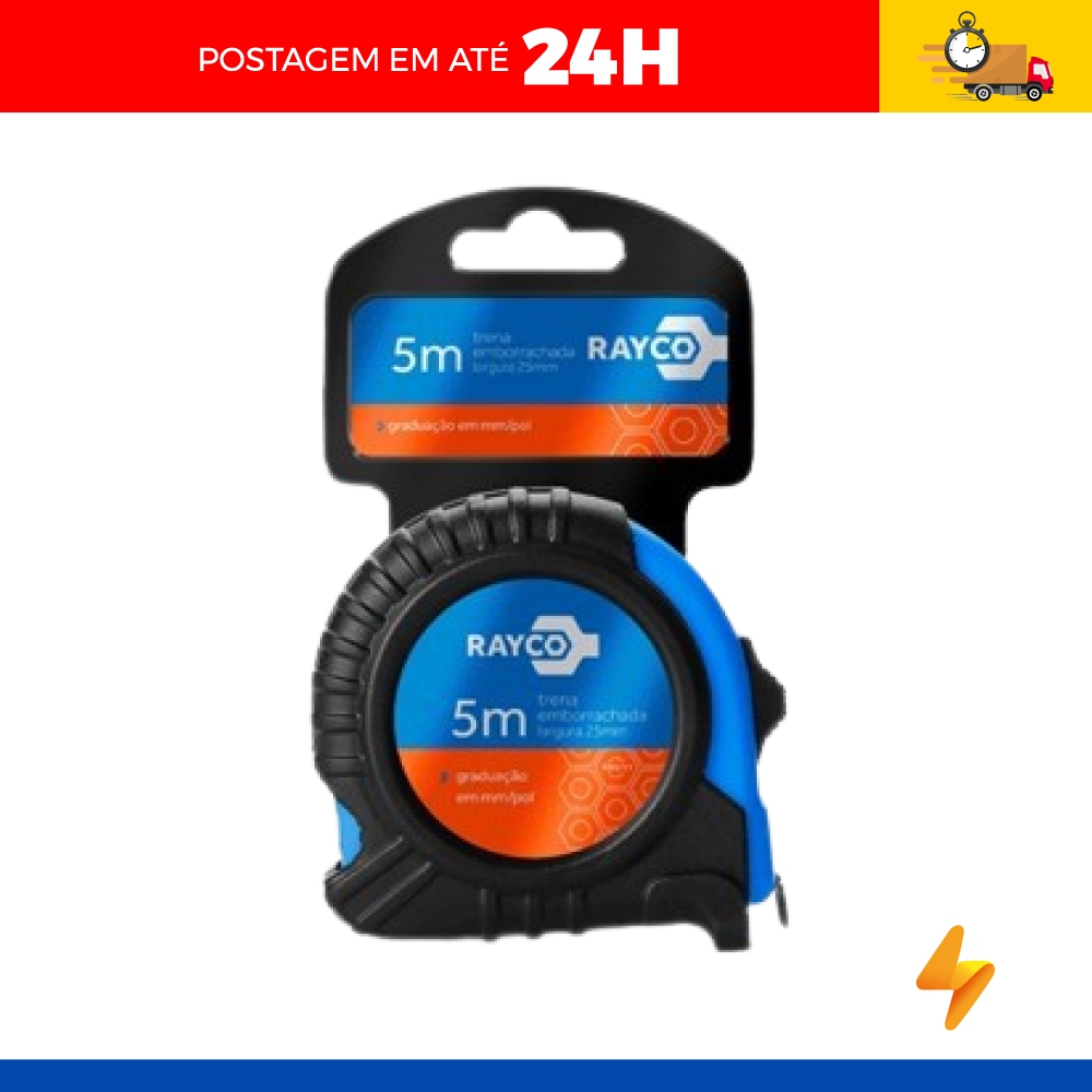 Trena 5.0m X 19mm Emborrachada - Rayco | Shopee Brasil