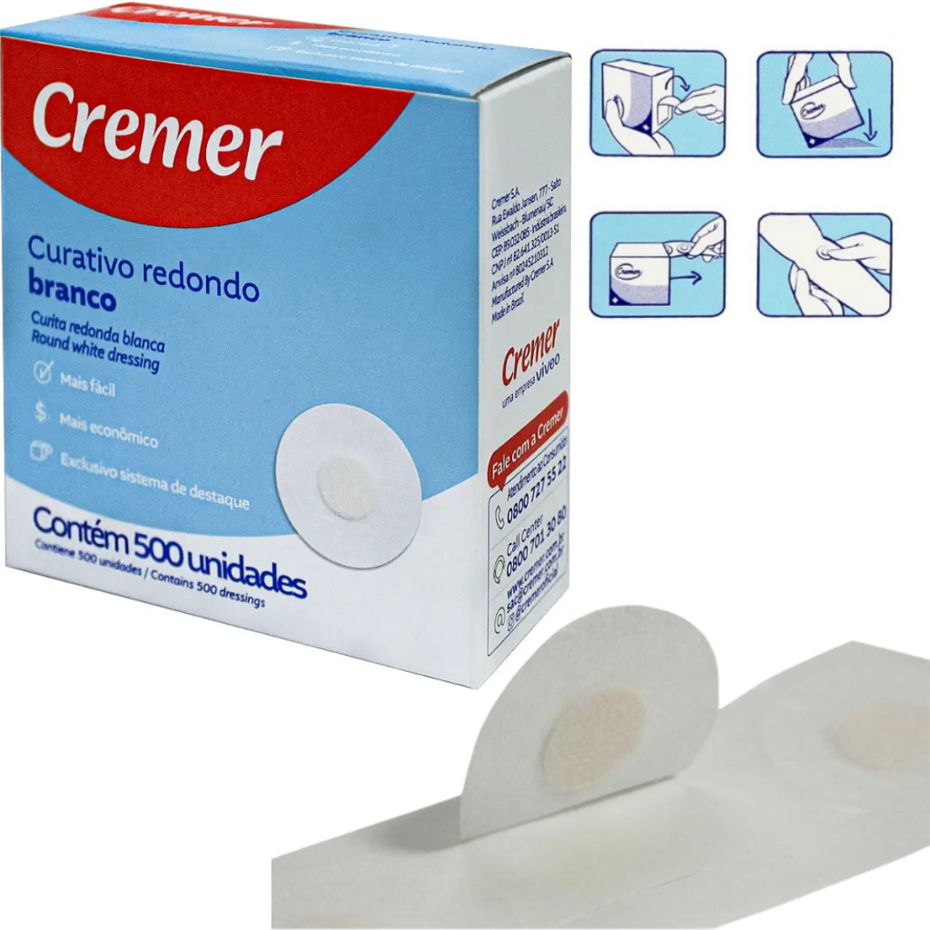 Curativo Redondo Pós Punção Caixa com 500 Unidades Band-aid Redondo ...