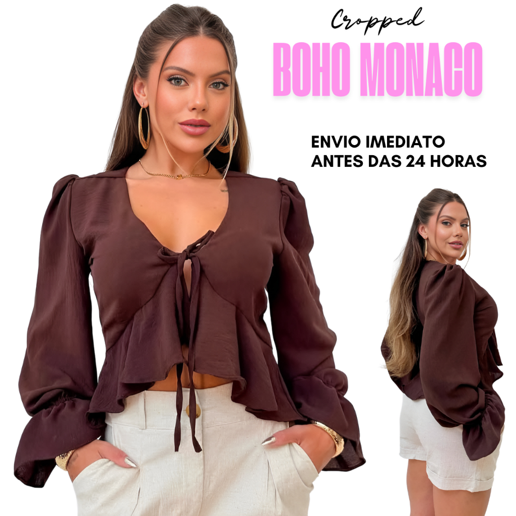 Cropped Boho Monaco Chic Manga Longa Pinterest Blusa Moda Blogueira ...