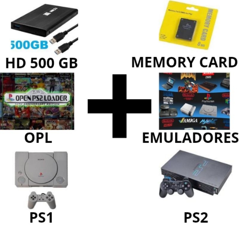 OPL HD 500 GB PS1 E PS2 E EMULADORES | Shopee Brasil