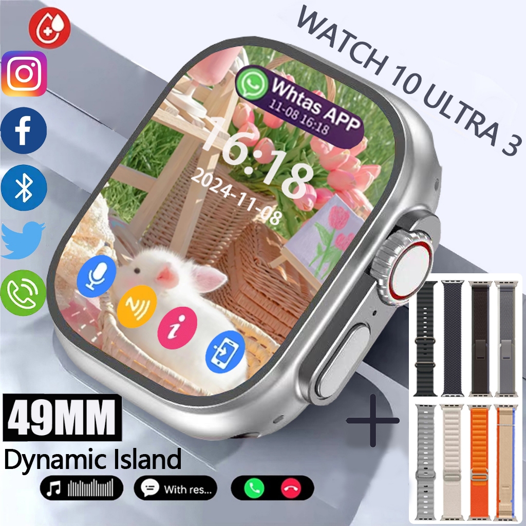 Smartwatch Watch 10 Ultra 3 49MM Série 10 Bluetooth Relógio inteligente ...