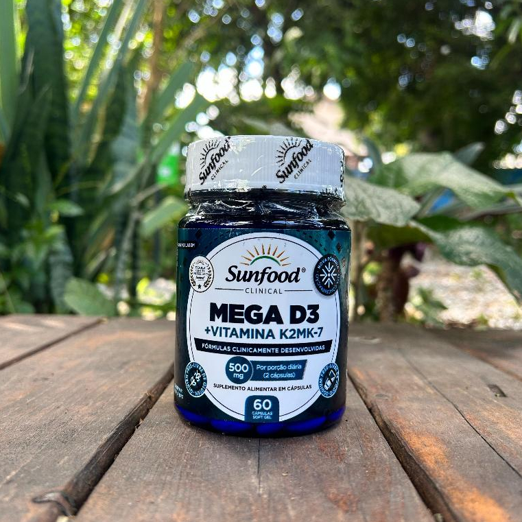 Mega D3 + Vit.K2MK-7 60 Caps Softgels 500 mg Sunfood | Shopee Brasil