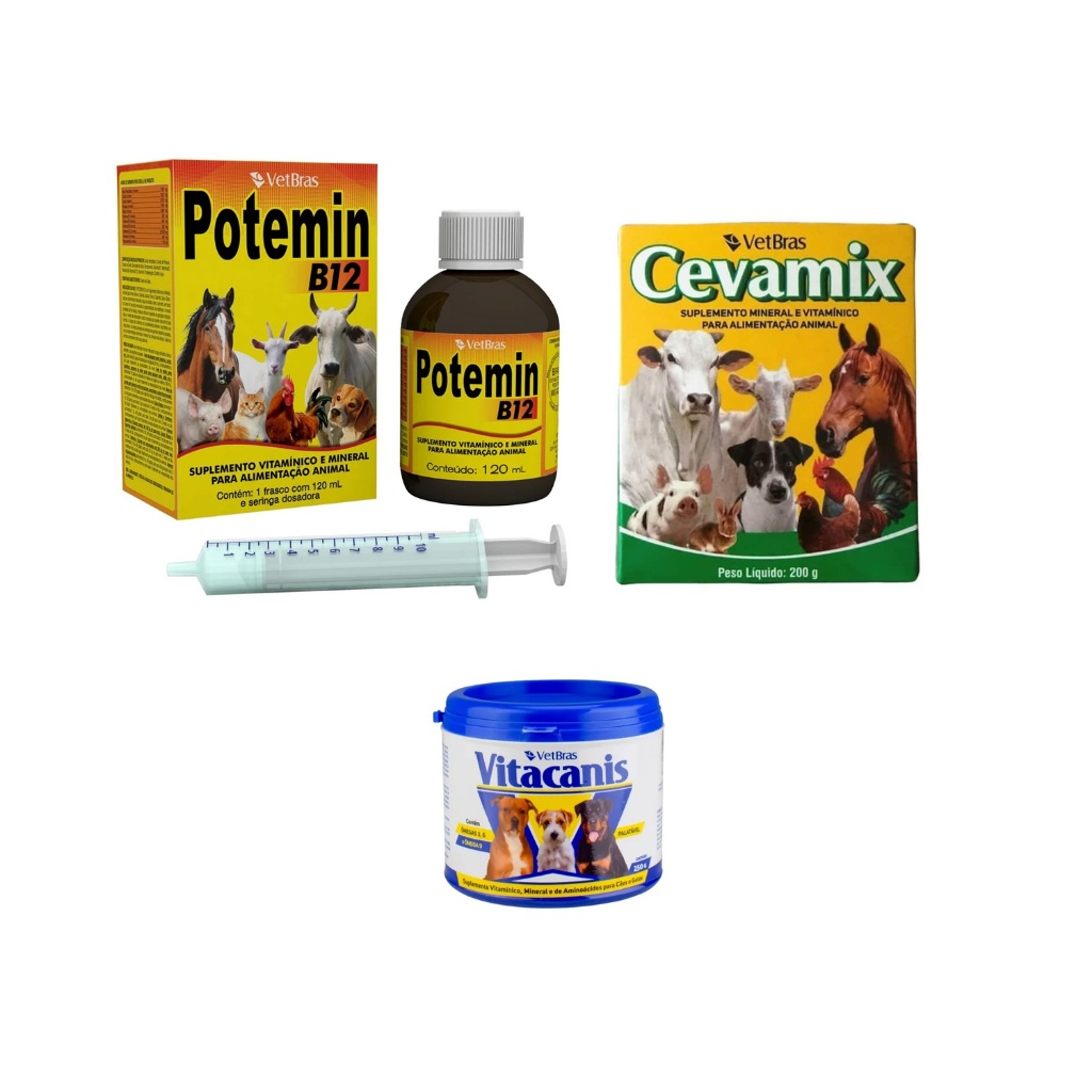 Cevamix 200g + Potemin B12 120ml + Vitacanis 250g Kit Vitaminico ...