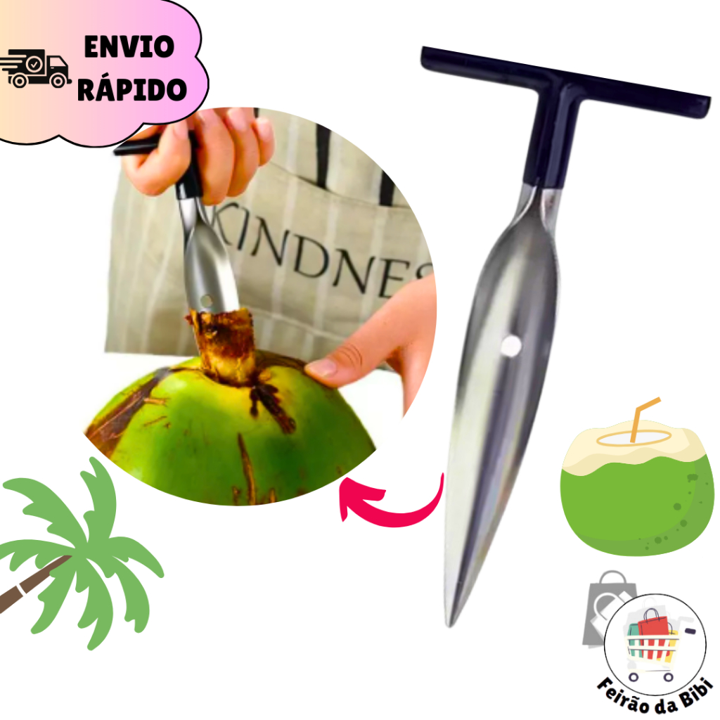 Furador Abridor de Coco Manual Aço Inox Cabo Plástico | Shopee Brasil