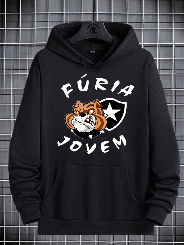Casaco de Moletom Algodão Furia Jovem Torcida Botafogo Time Futebol ...