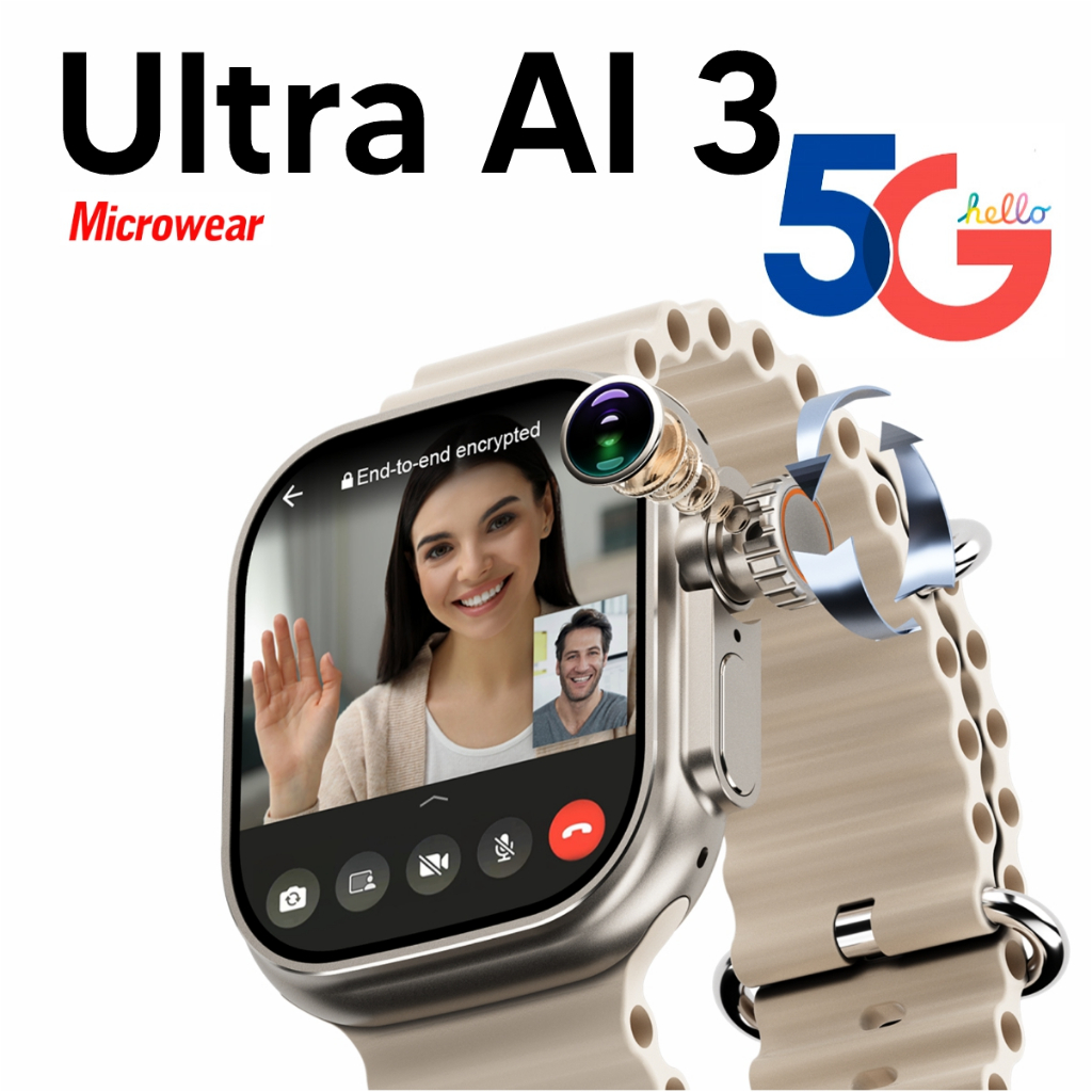 Smartwatch Ultra Ai 3 Microwear 5g 2gb+16gb Câmera 2mp Celular de Pulso ...