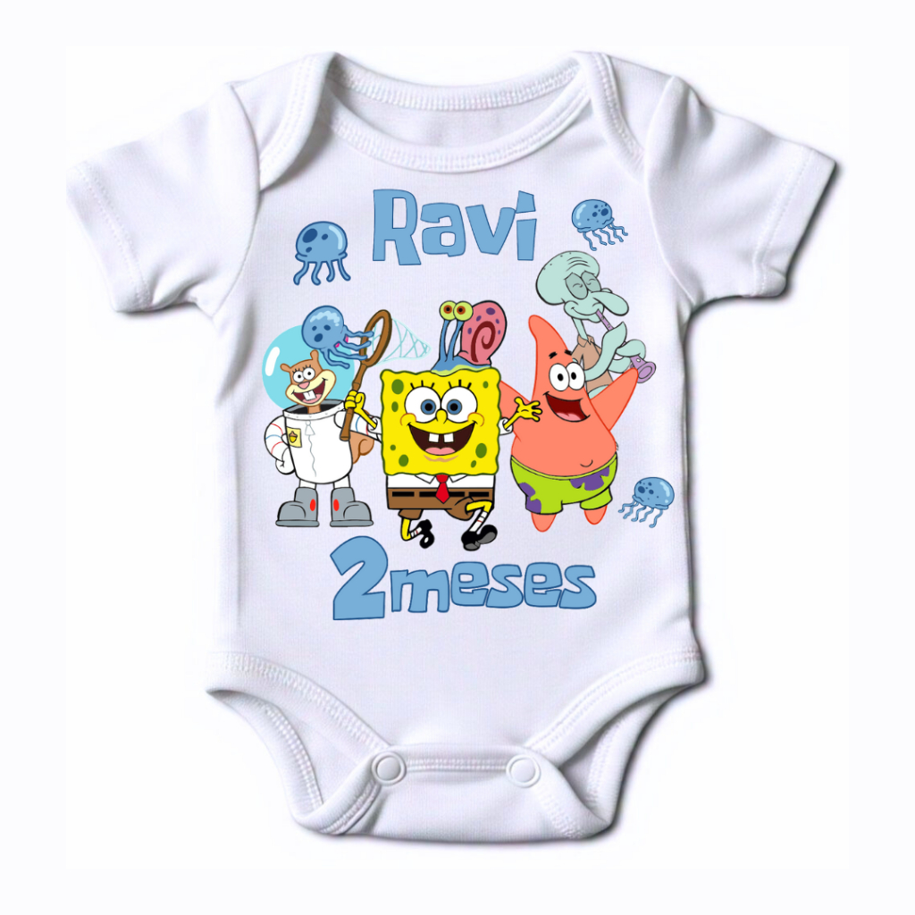 Boby bebe personalizado bob com nome e mês esponja mesversario | Shopee ...