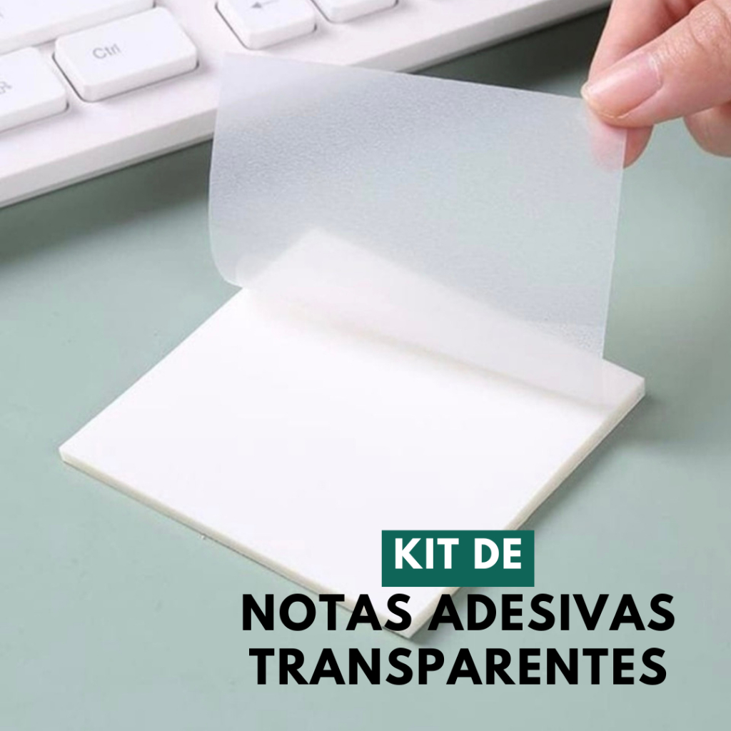 Post It Kit 3 Bloco 50 Unidades Notas Adesivas Transparentes Escola ...