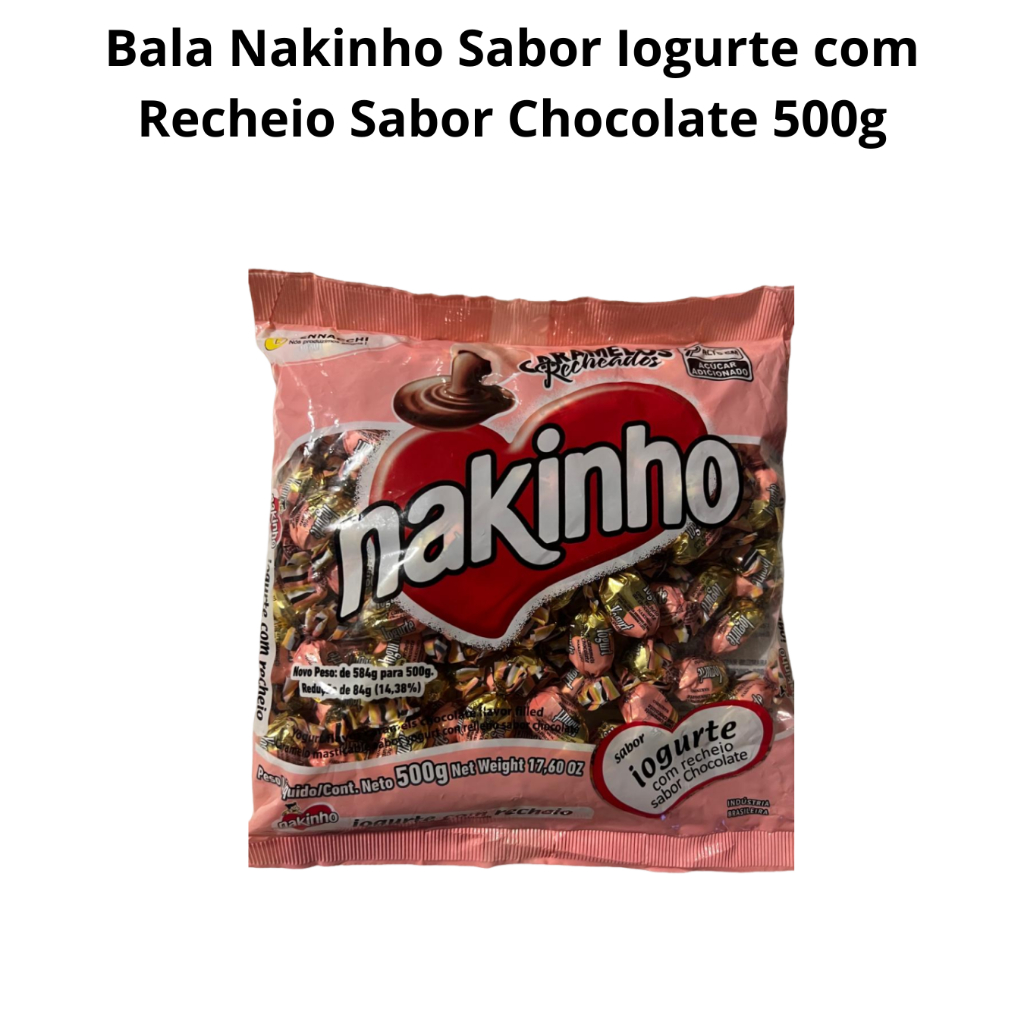 Bala Nakinho Sabor Iogurte Com Recheio Sabor Chocolate - Pacote 500g ...