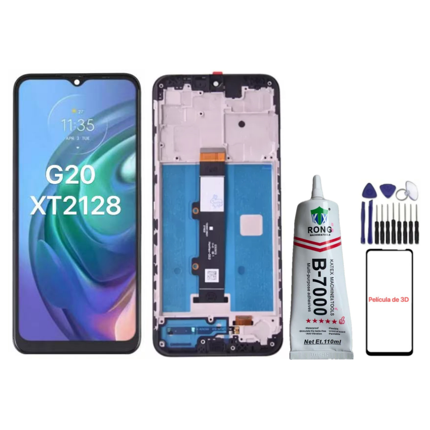 Tela Frontal Completo Touch Display Moto G20 Xt2128 Sem Aro E Com Aro - A Pronta Entraga ...