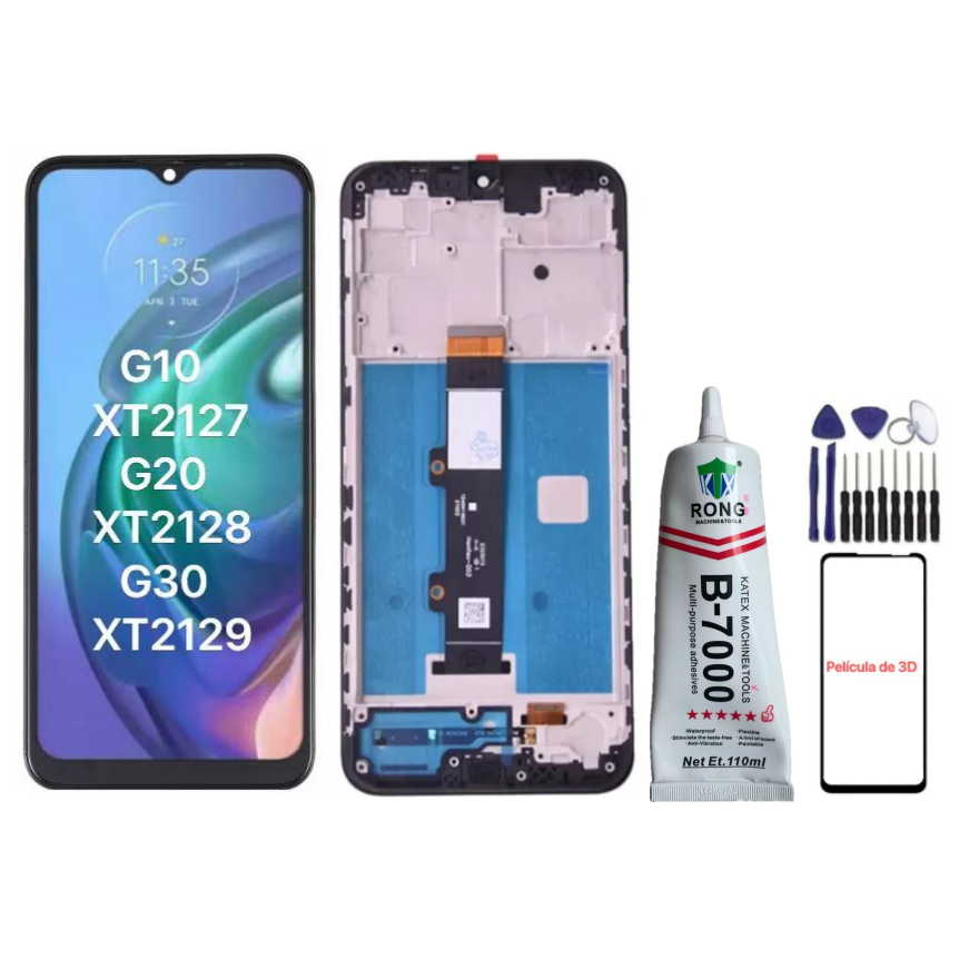 Tela Frontal Touch Display Moto G10 Xt2127 G20 XT2128 G30 Xt2129 Sem Aro E Com Aro Pronta ...