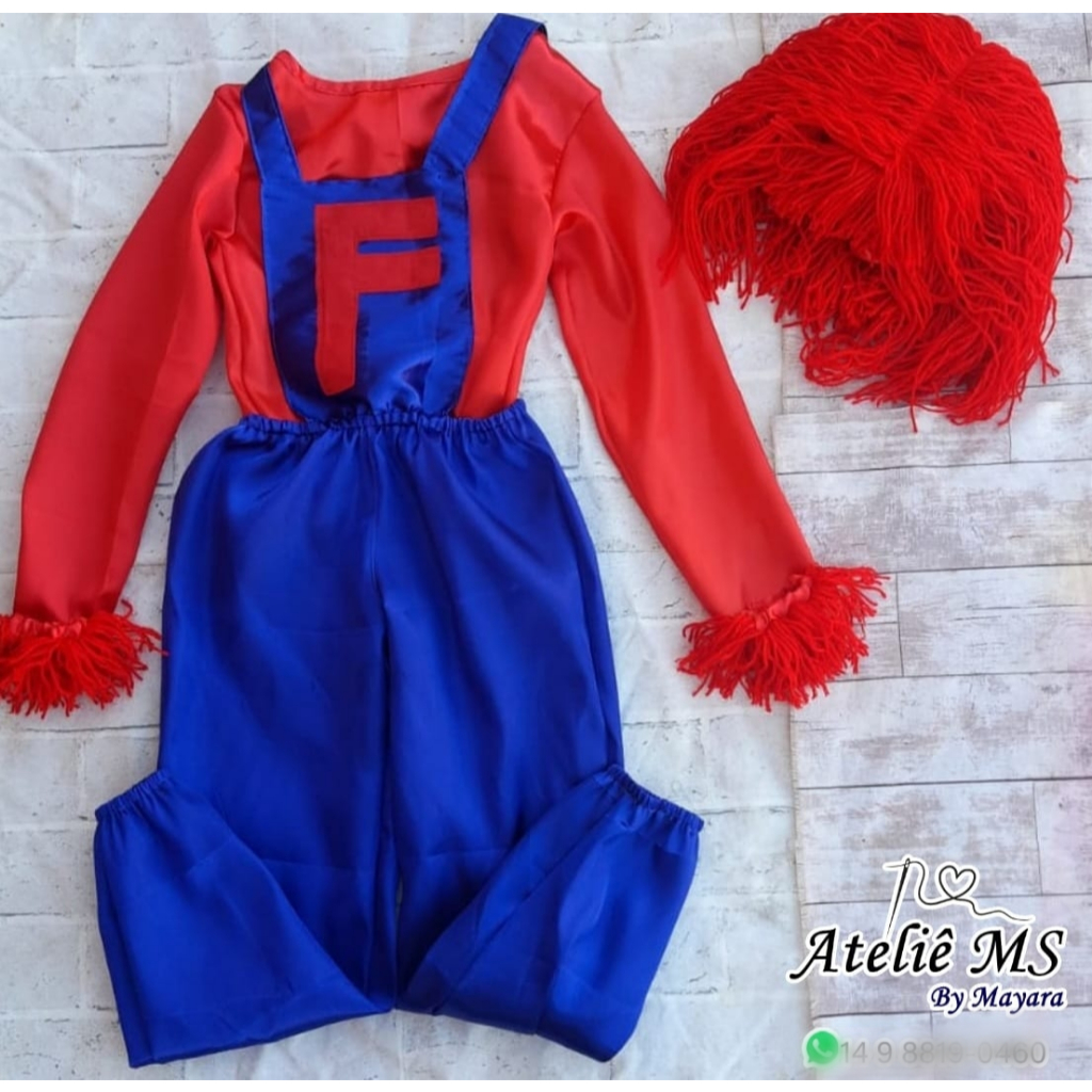 Fantasia completa do fofão no tecido de cetim, com peruca | Shopee Brasil