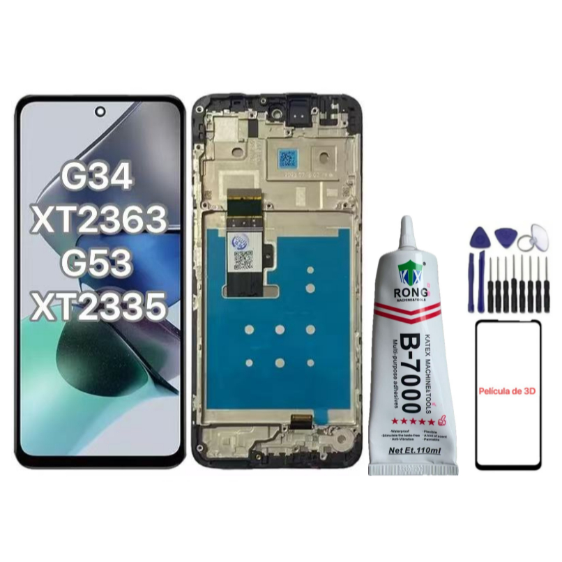 Tela Frontal Touch Display Compativel Moto G34 5G Xt2363 G53 XT2335 XT2355-2 Sem Aro e Com Aro A ...