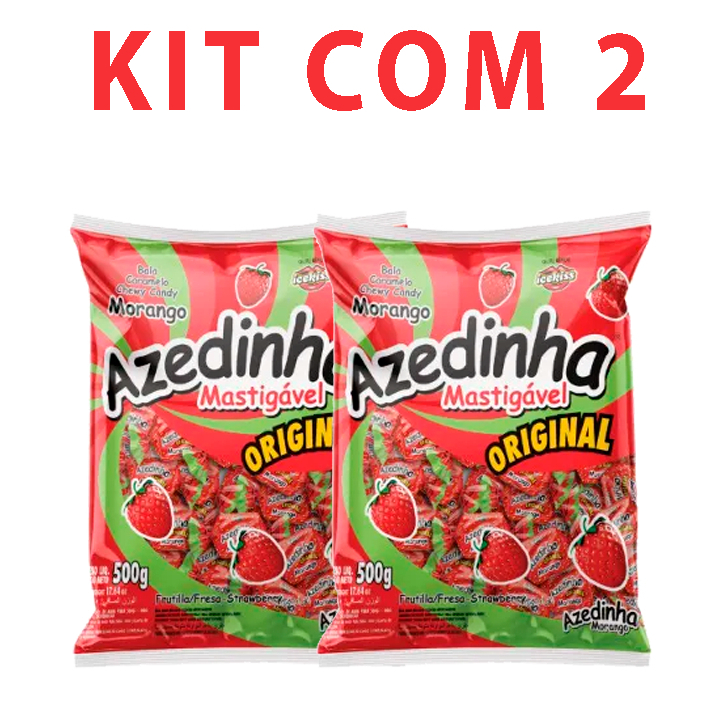 Kit Com 2 Bala Azedinha Morango 500G | Shopee Brasil