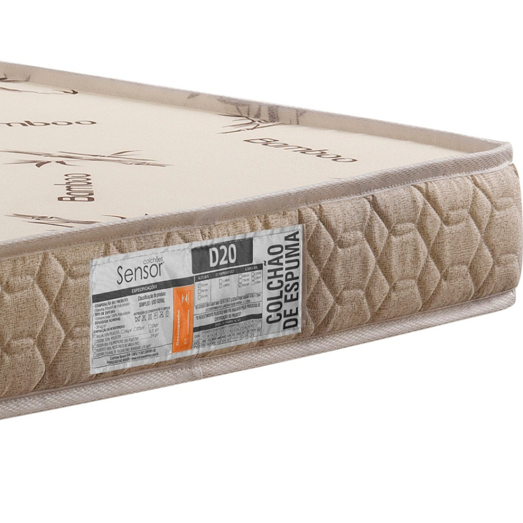 Colchao D20 para Cama de Solteiro com Espuma Média Colchão Solteiro ...