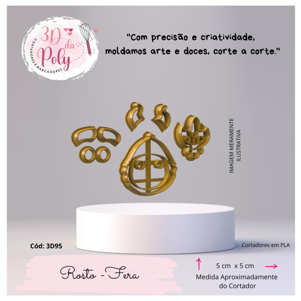 Rosto Fera - Bela e a Fera- CÓD: 3D95 | Shopee Brasil