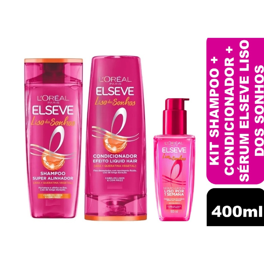 Kit Liso dos Sonhos Super Alinhador (03 itens) Shampoo + Condicionador ...