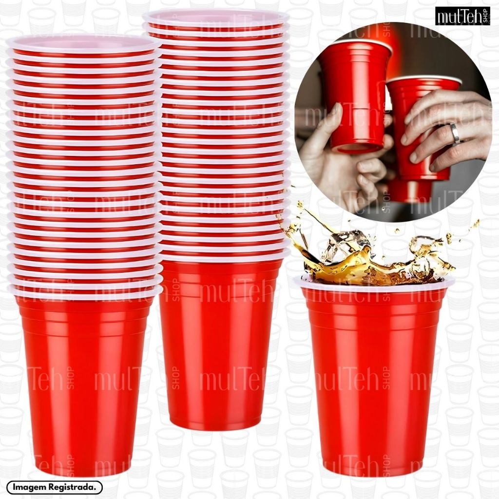 COPO AMERICANO RED CUP BEER PONG DESCARTÁVEL 25 ou 50 UN VERMELHO | Shopee Brasil