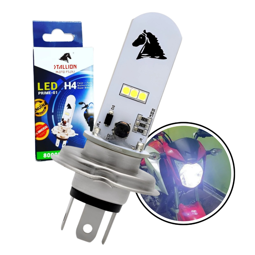 Lâmpada Farol Led Moto H4 8000k Xenon Stallion Cavalinho Fan 160 ...