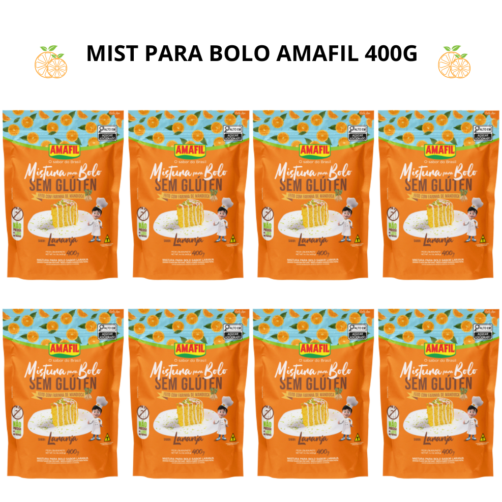 MISTURA PARA BOLO LARANJA SEM GLÚTEN AMAFIL 400g- KIT COM 6 UNIDADES | Shopee Brasil