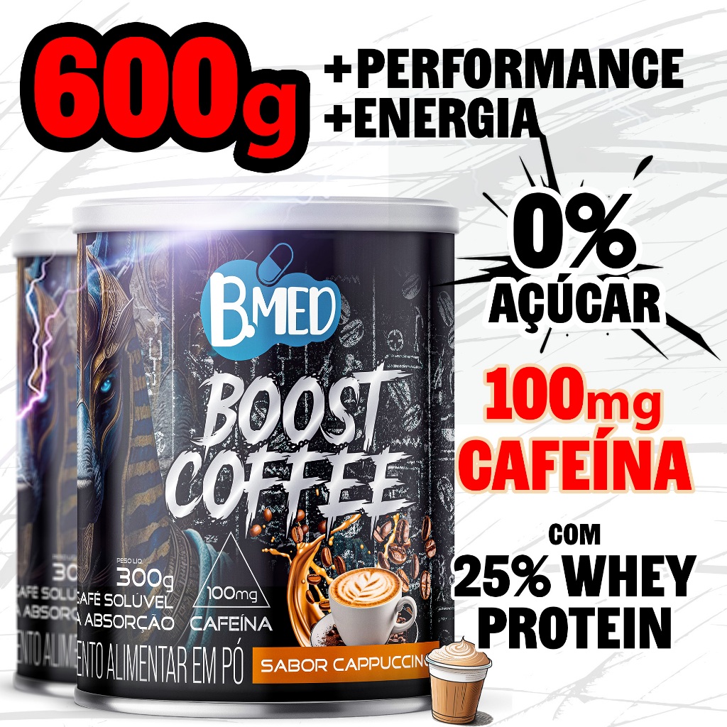 Cafe Termogenico 300g-600g Supercafe sabor Cappuccino Boost Coffee - B Med | Shopee Brasil